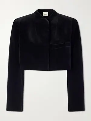 Khaite Samo Cropped Velvet Cotton-blend Jacket