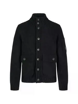 C.P. COMPANY Lambswool Lens Button Sweater - Black