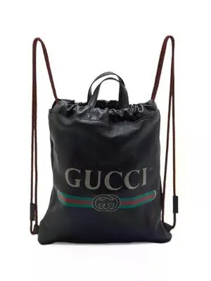 Gucci Leather Drawstring Backpack