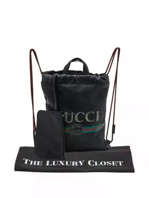 Gucci Leather Drawstring Backpack