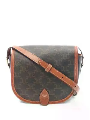 Celine 2010s Medium Triomphe Folco Shoulder Bag - Black