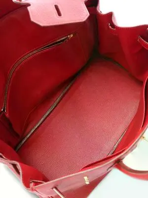 Hermès 2005 35 Birkin Clemence Tote Bag - Red