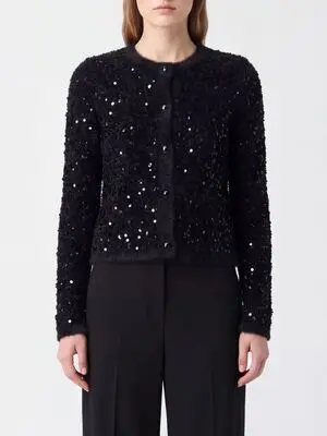 TWINSET All-over Sequin Embroidered Knit Crewneck Cardigan