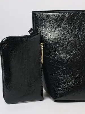 THEMOIRE Zoe Vegan Leather Clutch With Removable Strap And Pouch - Black