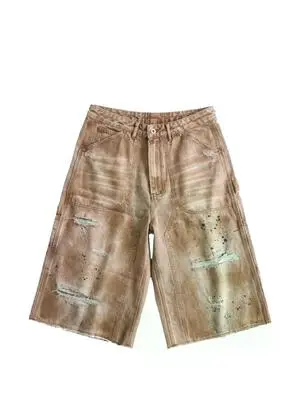 BRAVEST STUDIOS Distressed Workwear Shorts - Neutrals