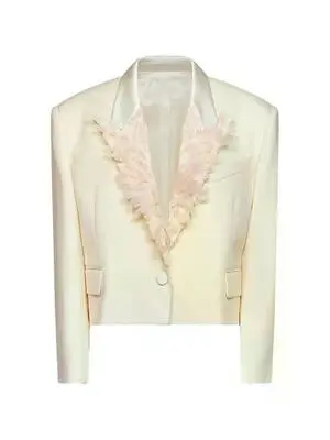 Attico Feather-embroidered Cropped Jacket