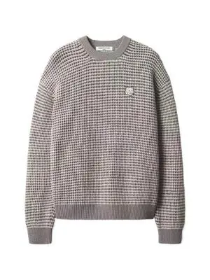 Maison Kitsuné Fox-patch Waffle-knit Sweater - Neutrals