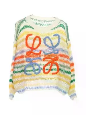 Loewe 2010s Anagram Striped Sweater - White