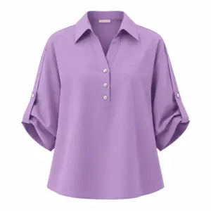 EXQUISE Kaylin Shoulder Epaulette Cotton Shirt- Lilac