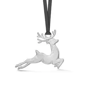 DOWER & HALL Reindeer Christmas Decoration Pewter - Silver