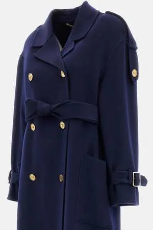 Elisabetta Franchi Long Double-breasted Coat With Belt