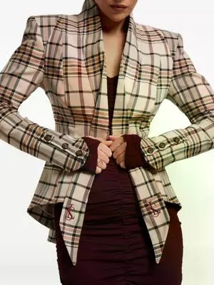 LIZ SKORSIS Malinda Checked Tailored Blazer