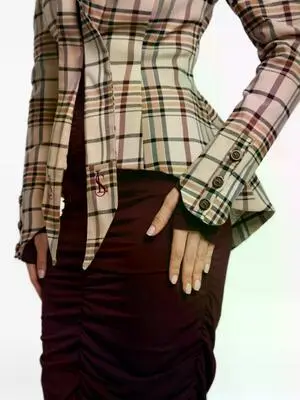 LIZ SKORSIS Malinda Checked Tailored Blazer