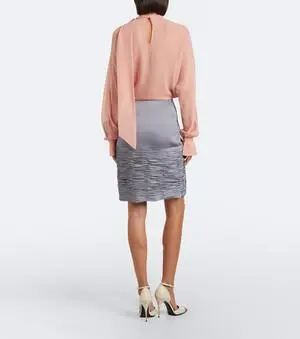 Valentino Garavani Plisse Cady Satin Miniskirt