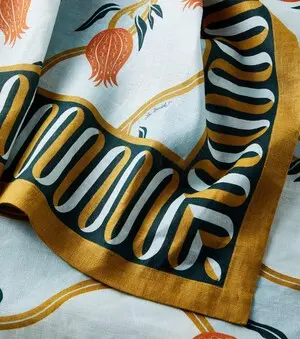 La DoubleJ Melograno Large Printed Linen Tablecloth - Multicoloured