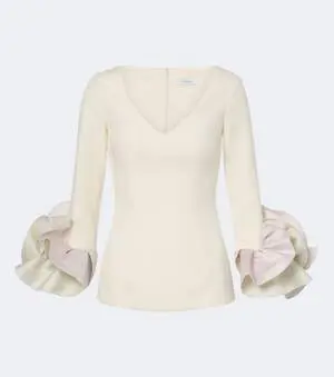 Safiyaa Sintien Ruffled Crepe Top - White