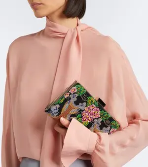 Valentino Garavani Berthe Embellished Jacquard Clutch