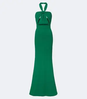 Elie Saab Crepe Halterneck Gown - Green