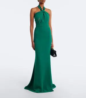 Elie Saab Crepe Halterneck Gown