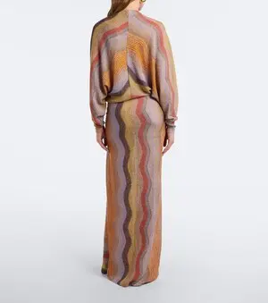 Missoni Draped Printed Lame Gown