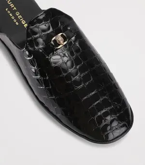 Kurt Geiger Croc-embossed Leather Savoy Slippers