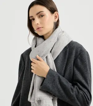Brunello Cucinelli Cashmere-silk Embellished Scarf