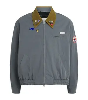 SONG FOR THE MUTE Twill Embellished Bomber Jacket - Blue