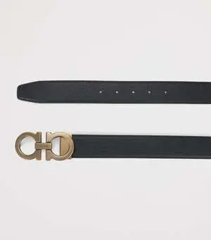 FERRAGAMO Leather Double Gancini Belt