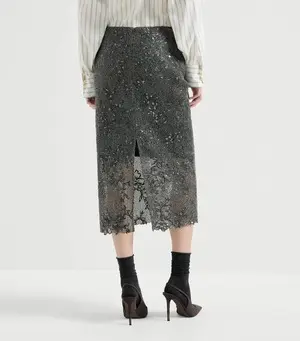 Brunello Cucinelli Sequin-embellished Lace Skirt