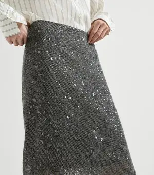 Brunello Cucinelli Sequin-embellished Lace Skirt