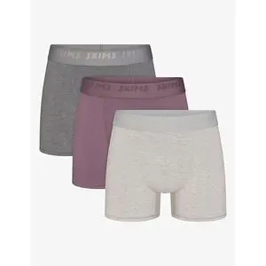 SKIMS Logo Pack Of Three 3 Jersey Boxer Briefs - Iris Heather Multi
