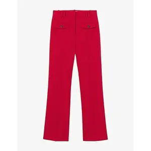 REISS Kira Fla-leg High-rise Woven Trousers - Red