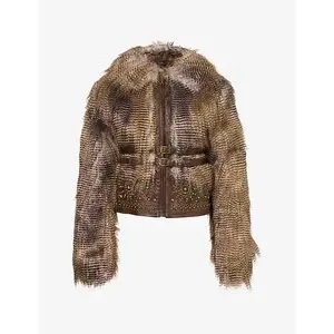 JADED LONDON Imber Studded Faux-fur And Faux Leather Jacket - Multi
