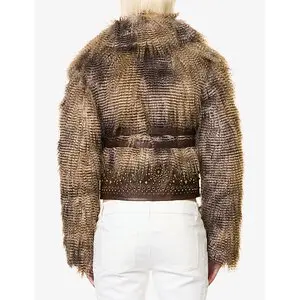JADED LONDON Imber Studded Faux-fur And Faux Leather Jacket