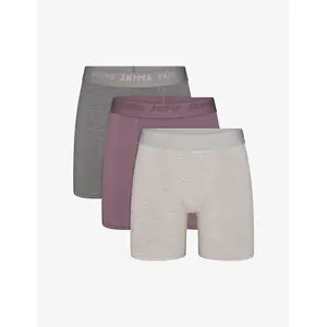 SKIMS Logo Pack Of Three 3 Jersey Boxer Briefs - Iris Heather Multi