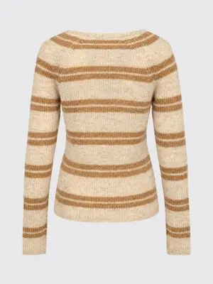 Max Mara Slim Fit Striped Mohair Sweater With Crew Neck And Ribbed Trims - Sand