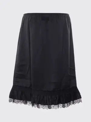 GANNI Midi Pencil Skirt In Silk Blend With Embroidered Lace Inserts