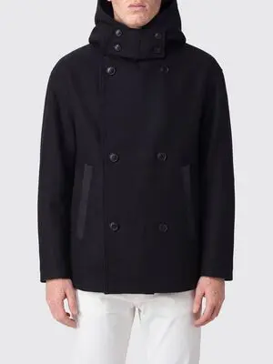 DUNO Double-breasted Short Coat In Virgin Wool With A High Neck - Black
