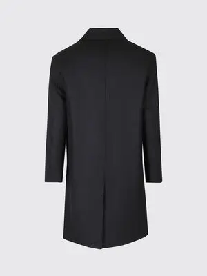 DUNO Knee-length Single-breasted Wool Blend Coat With Classic Collar