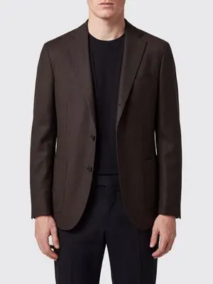 Boglioli Classic Single-breasted Blazer In Pure Virgin Wool With Patch Pockets - Brown
