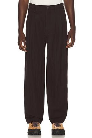 WORKS AND DAYS Wool Pleated Trouser - Brown