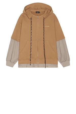 We11Done Layered Double String Zip Up Hoodie