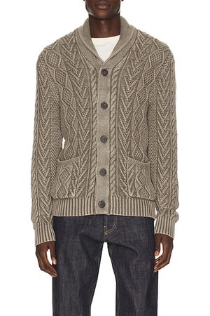 SCHOTT Cable Knit Cardigan - Olive