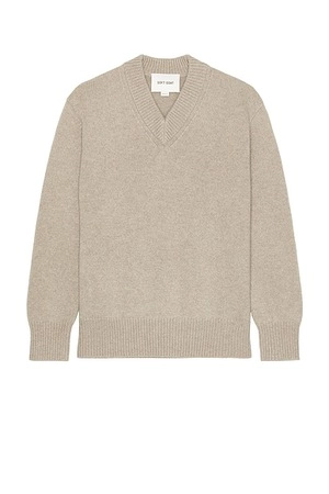 Soft Goat V Neck Sweater - Greige