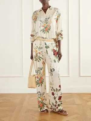 Agua Bendita Virtud Isolda Floral-jacquard Straight-leg Pants