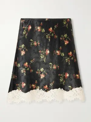 DÔEN Giulietta Lace-trimmed Floral-jacquard Mini Skirt - Multi