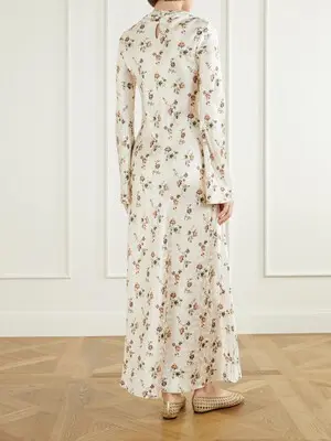 DÔEN Floral-printed Satin Maxi Dress