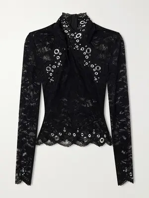 Rabanne Eyelet-embellished Layered Lace Top