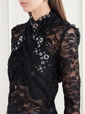 Rabanne Eyelet-embellished Layered Lace Top