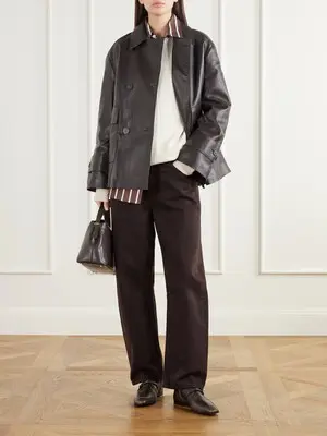 JOSEPH Delia Double-breasted Leather Jacket